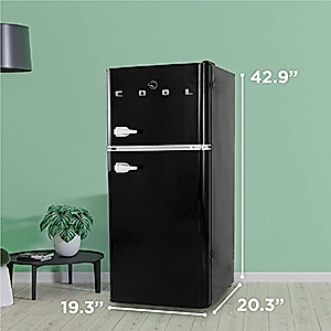 Commercial Cool CCRRD45HB 4.5 Cu. Ft True Freezer, Vintage Style, Retro Fridge with 2 Slide-Out Glass Shelves,Black Refrigerator