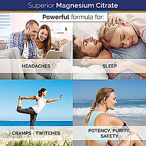 Superior Labs Magnesium Citrate - 100% NonGMO Safe from Additives, Stearates, Gluten and Other Allergens - Powerful Dose for Sleep, Cramps, Twitches - 1,250mg Citrate, 120 Vegetable Caps