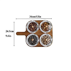 TRESORS Appetizer Plates Snack Bowls Dip Tray 4 Piece Serving Plate Bowl Set Dried Fruit Tray Dip Bowl With Lid Serving Snack Tray Bowl Salad Plates Dinner Plates