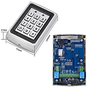 HFeng Door Access Control System Kit 125KHz RFID Keypad Metal Case + DC12V 3A Power Supply Controller + Door Exit Button + 10pcs Keyfobs (Without Lock)