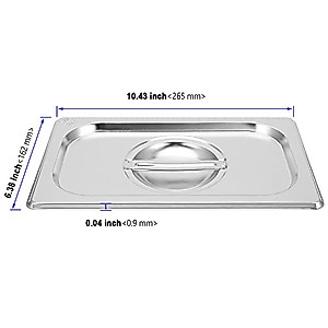 KOHAND 8 Pack 1/4 Size Steam Table Lid, Hotel Pan Cover with Handle, Stainless Steel Steam Table Pan Lid for Steam Food Pan, Buffet Pan, and Roasting Pan