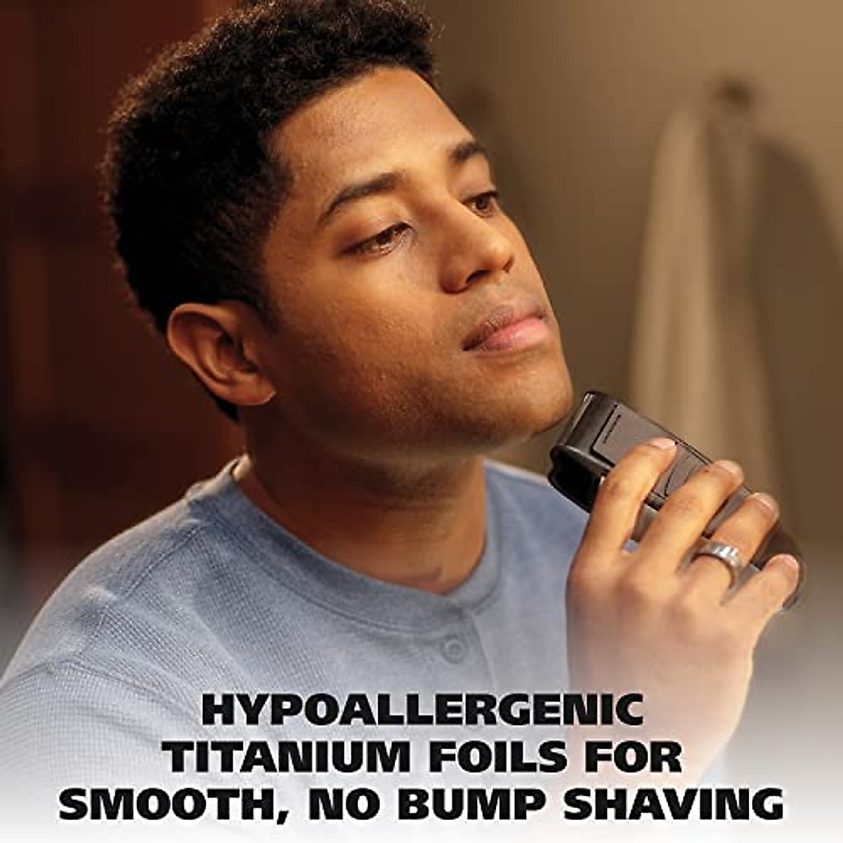 Wahl Bump-Free Rechargeable Foil Shaver with Hypoallergenic Titanium Cutters for Close, Smooth Shaving - Model 7339-300W