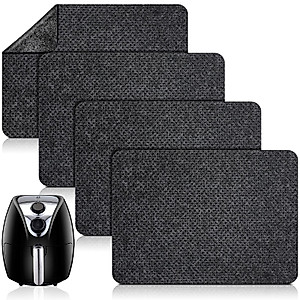 4 Pcs Heat Resistant Mat for Air Fryer Kitchen Countertop Heat Protector Mat Kitchen Appliance Mats Non Slip Heat Proof Mat Non Stick Black Coffee Maker Microwave, 16 x 12 Inch