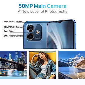 Ulefone Note 16 Pro Unlocked Cell Phones, Up to 16+128GB Smartphone, 50MP+2MP+8MP, Android 13, 6.52” Display, 4400mAh, NFC, Fingerprint/Face Unlocked, 4G Dual SIM Cellphones | Blue