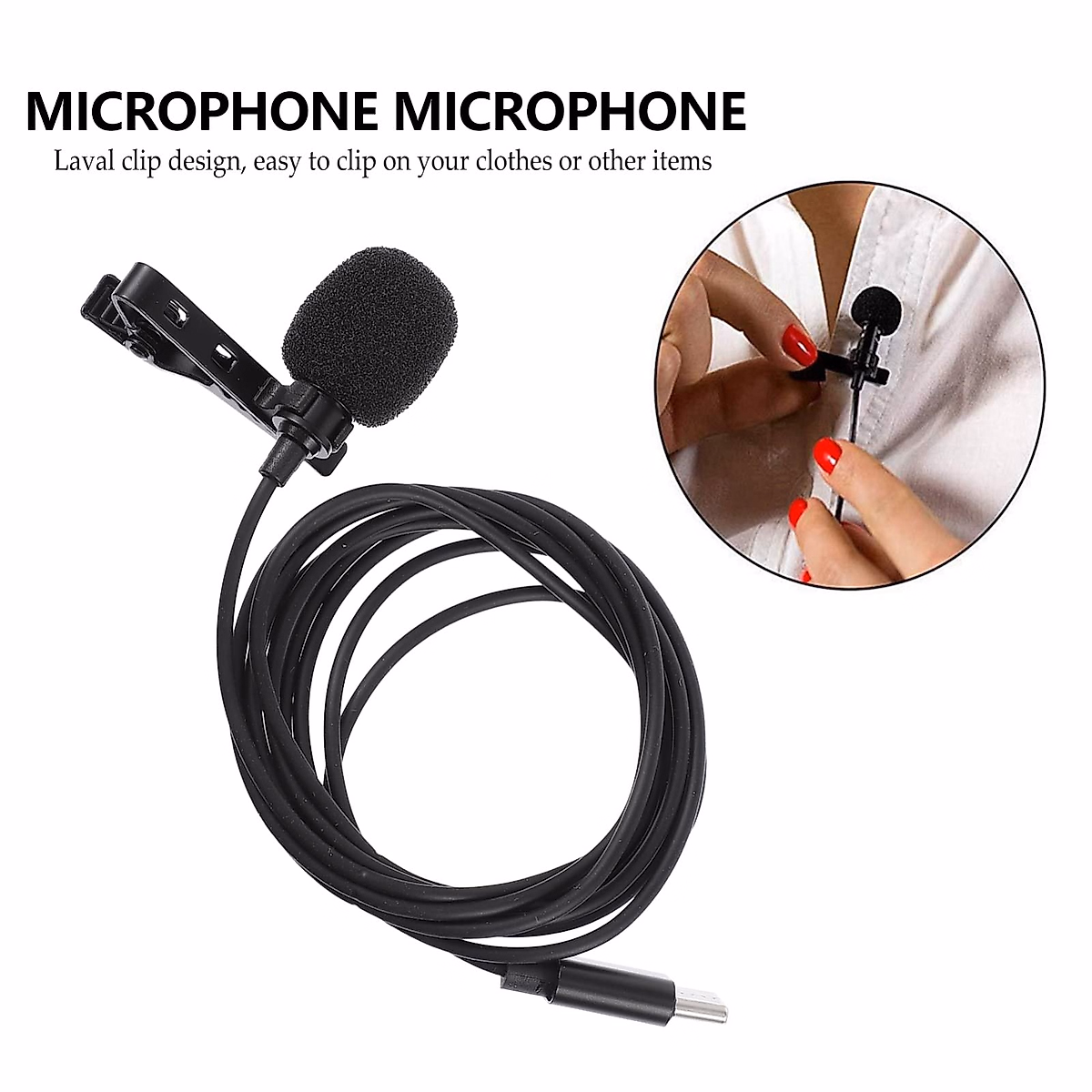 ERINGOGO lavalier Microphone USB mic pro Microphone Phone mic Mini mic Mini Broadcast Mic Clip- on Mic Lapel Mic Condenser Clip on Microphone Professional Mic lav mic TPE Wireless