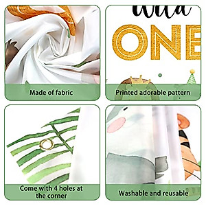 Wild One Backdrop Banner Birthday Decorations for Boys,Large Size 3 x 5Ft Jungle Safari Cute Animals 1st First Party Supplies