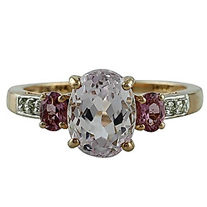 Carillon Kunzite Oval Shape 9X7MM Natural Earth Mined Gemstone 925 Sterling Silver Ring Unique Jewelry (Rose Gold Plated) for Women & Men