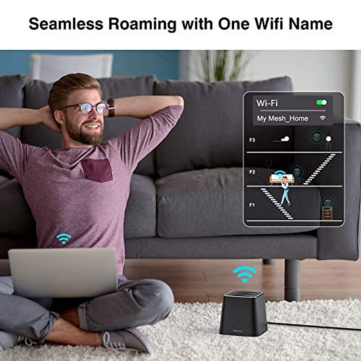 Meshforce M3s Mesh WiFi System (Midnight Black), Mesh Router for Wireless Internet Coverage, Replaces WiFi Router and Extender, Covers 6+ Bedrooms and 60+ Devices (3-Pack) (3-Pack)