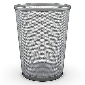 Zuvo Metal Wire Mesh Waste Basket Garbage Trash Can for Office Home Bedroom Height 10.1" Width 10", 4 Gallon (16 Quart) (2, Silver)
