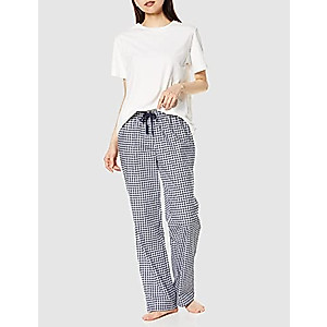 Amazon Essentials Women's Poplin Sleep Pant, Black Gingham, Medium