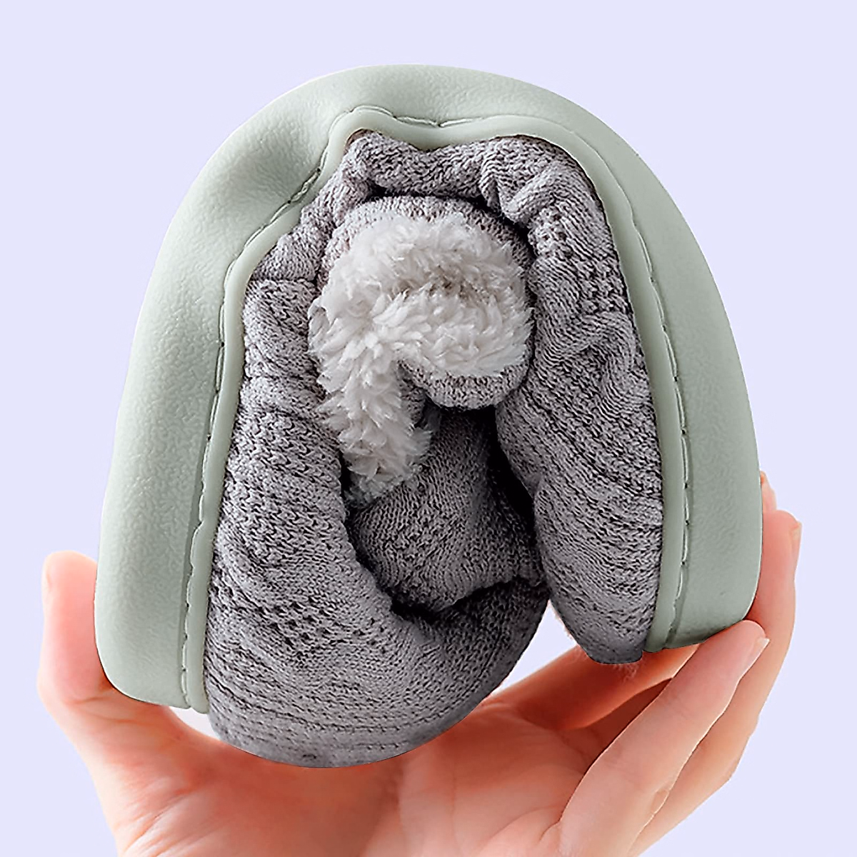 OhMill Flat Heel Slipper Boots Women Slippers Comfort Knit Boots Winter Warm Outdoor Indoor Full Wrap High-Top Shoes (7-8, Grey)