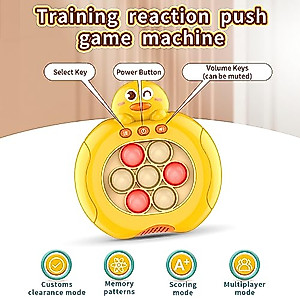 Quick Push Game Console , Electronic Fidget Light-up Sensory Games Travel Handheld Game Bubble Birthday Gifts for Age 5 6 7 8 9 10-12 Year Old Girl Boys (Yellow Duck)