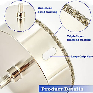 4 Inch (100mm) Diamond Hole Saw with Pilot Bit, DaduoRi 4" Tile Tip Coated Hole Saw with Guiding Drill Bit in The Center for Glass, Porcelain Tile,Ceramics, Marble and Granite