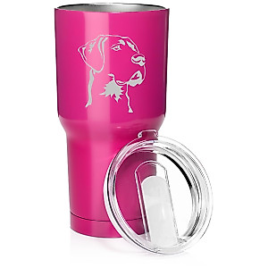 Smooth Body Tumbler Stainless Steel Vacuum Insulated Travel Mug Cup Gift Great Dane Face (Hot Pink, 30 oz)