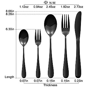 Black Flatware Set 20 Piece, Stainless Steel Silverware Set for 4, Cutlery Utensils Set Include Knives/Forks/Spoons Service for 4, Dishwasher Safe (Shiny Black)