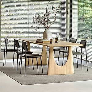 NIUYAO Solid Wood Dining Table Rectangle Modern in Nature with Double Pedestal Table Only for Dining Room Kitchen Leisure Table -63" L x 27.5" W x 29.5" H