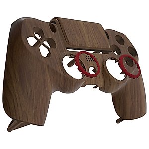 eXtremeRate Wood Grain Ghost Replacement Faceplate Touchpad Cover, Redesigned Soft Touch Housing Shell Case Touch Pad Compatible with PS4 Slim Pro Controller JDM-040/050/055 - Controller NOT Included