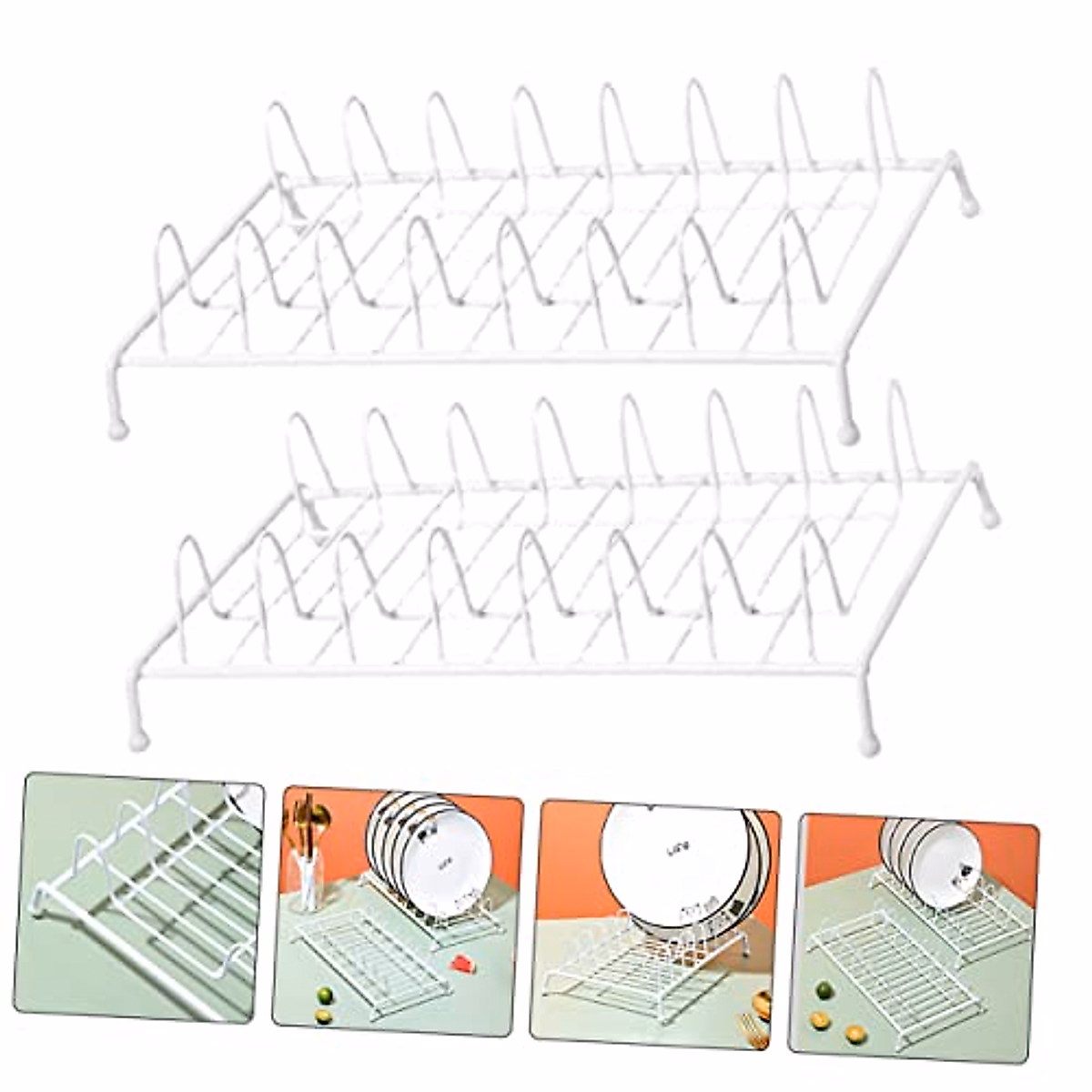 Cabilock 2pcs Dish Rack Pan Holder Desktop Stand Sink Dish Rack Dish Strainer Dishes Organizer Rack Plate Storage Rack Dish Holder Dish Stand Iron Draining Plate Stand Tableware Countertop