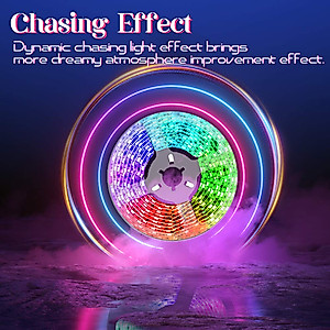 Hiceani Chasing Effect + All RGB Static Colors| Waterproof LED Strip Lights 50FT-WS2812B Music Sync Remote and App Control- for Indoor, Outdoor