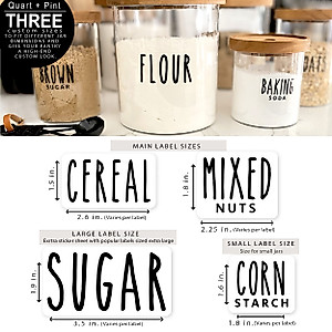 QUART + PINT 155 Kitchen Pantry Labels for Containers. Preprinted Clear Handwritten Stickers with Black Text. Waterproof Vinyl Stickers. Organization Labels for Jars Canisters & Home Storage Bins.