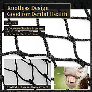 Bloomoak Large Round Bale Hay Net for Horses, 5 * 5 Feet Slow Feed Hay Net Feeder for Livestocks, with 1.5" Hole