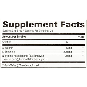 Nature's Way Sleep Tonight Melatonin Drops with L-Theanine, Non-Habit Forming Support*, 2 Oz, Cherry Flavor