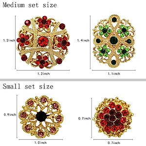 Lot 24pc Mixed Color Rhinestone Crystal Flower Brooches Pins