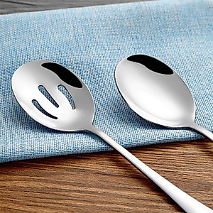 AXIAOLU Serving Spoons, 8.7-inch Stainless Steel Buffet Slotted Serving Spoons are Used for The Basic Service of Buffet, Banquet, Cooking Kitchen, Set of 4