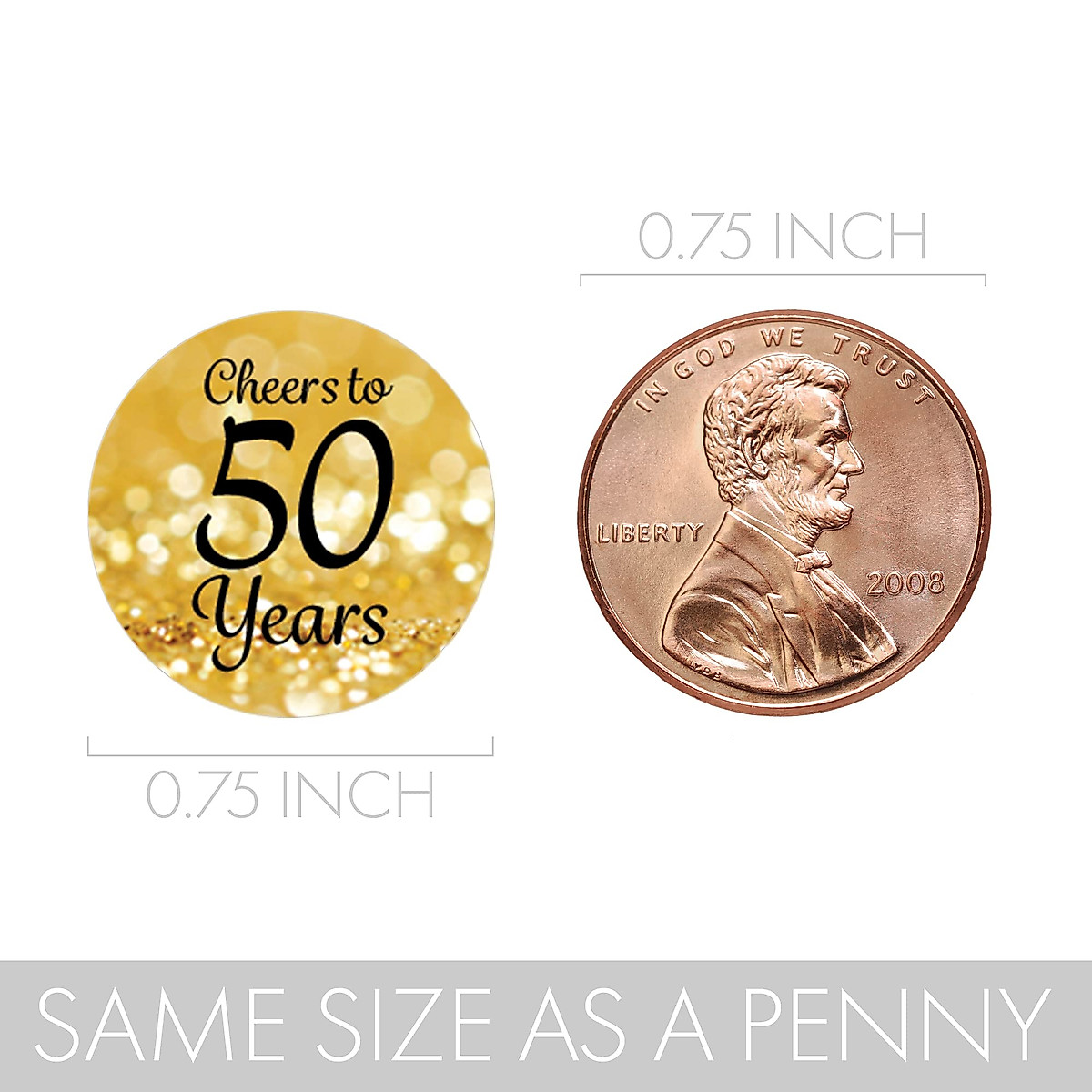 Black and Gold 50th Birthday Party Favor Chocolate Kisses Candy Stickers - 180 Labels