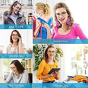 Reading Glasses 5 Pack Cat-eye Blue Light Blocking Glasses for Women, Computer Readers Eyeglasses, Lightweight Fashion Frame, Anti UV Ray/Glare/Eyestrain (Multicolor, 2.0)