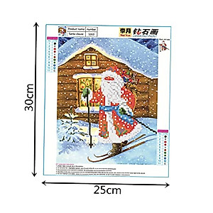 Rhinestone Beads Ornaments Drill Art Adults S Winter for Crafts Kits Claus Santa Rhinestone Painting Full Diamond Cross Beads D DIY Home Decor Pattern Wall Gem Christmas Crystal Gnomes