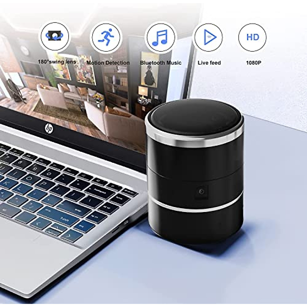 Spy Camera Hidden Camera Bluetooth Speaker with 32GB SD Card,WiFi 1080P Wireless Mini Hidden Nanny Cam Secret Spy Camera,180° Rotating Lens,Video Recording,App Live Stream,Motion Detection Alert