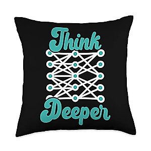 Artificial Intelligence AI Robotics SteMi Apparel Think Deeper AI Artificial Intelligence Robotics Throw Pillow, 18x18, Multicolor