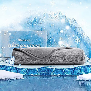 Bedsure Cooling Blankets for Hot Sleepers - Cooling Throw Blanket, Breathable Lightweight Summer Blanket, Bamboo Blanket Double Sided, Cold Blankets for Night Sweats, 50×70 Inches, Dark Grey