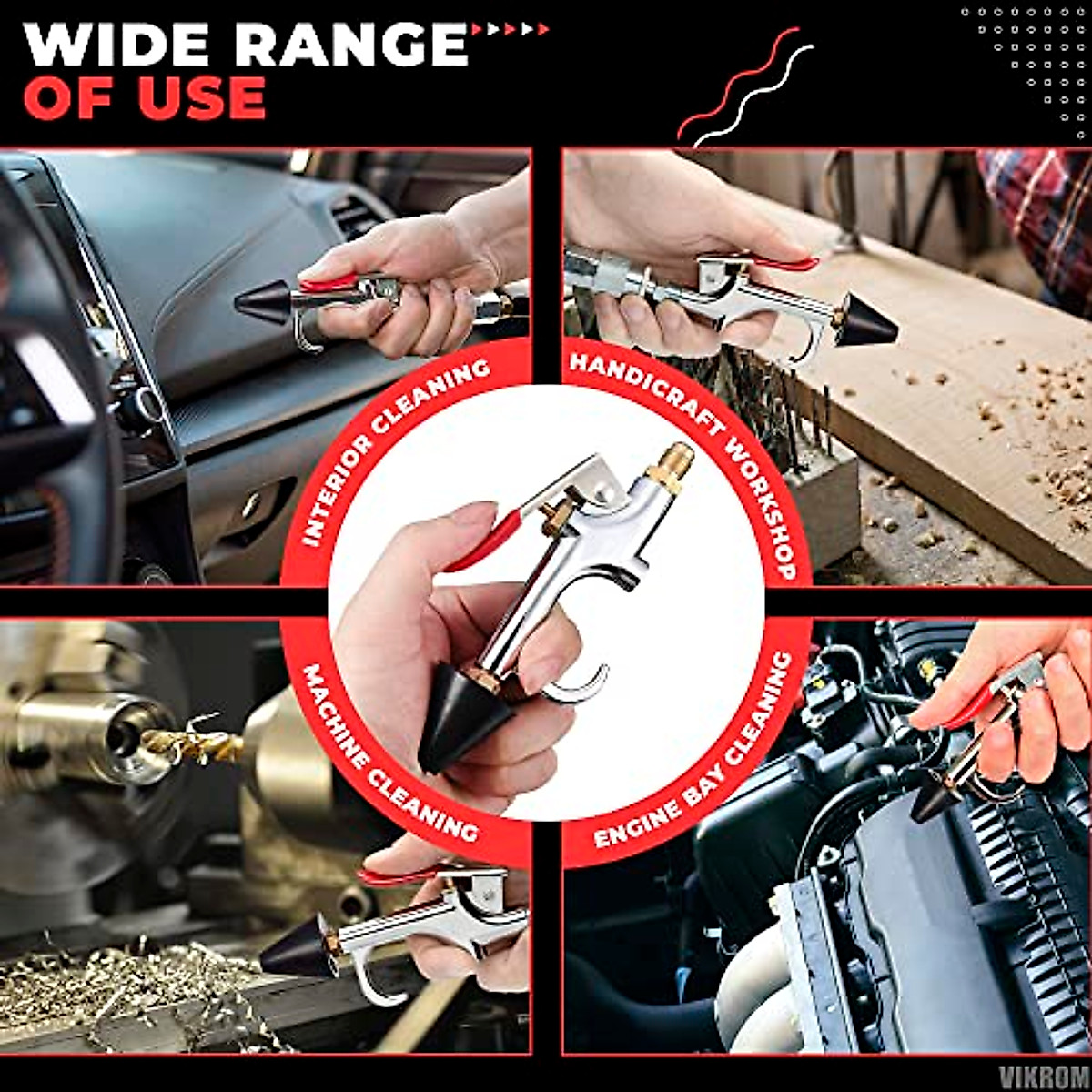 Air Compressor Hose Nozzle Heavy Duty - Air Nozzle for Air Compressor Blower Nozzle Cleaning Kit Stainless Steel Air Hose Metal Nozzle - Metal Pistol Nozzle Blow Gun for Compressor Hose Sprayer Nozzle