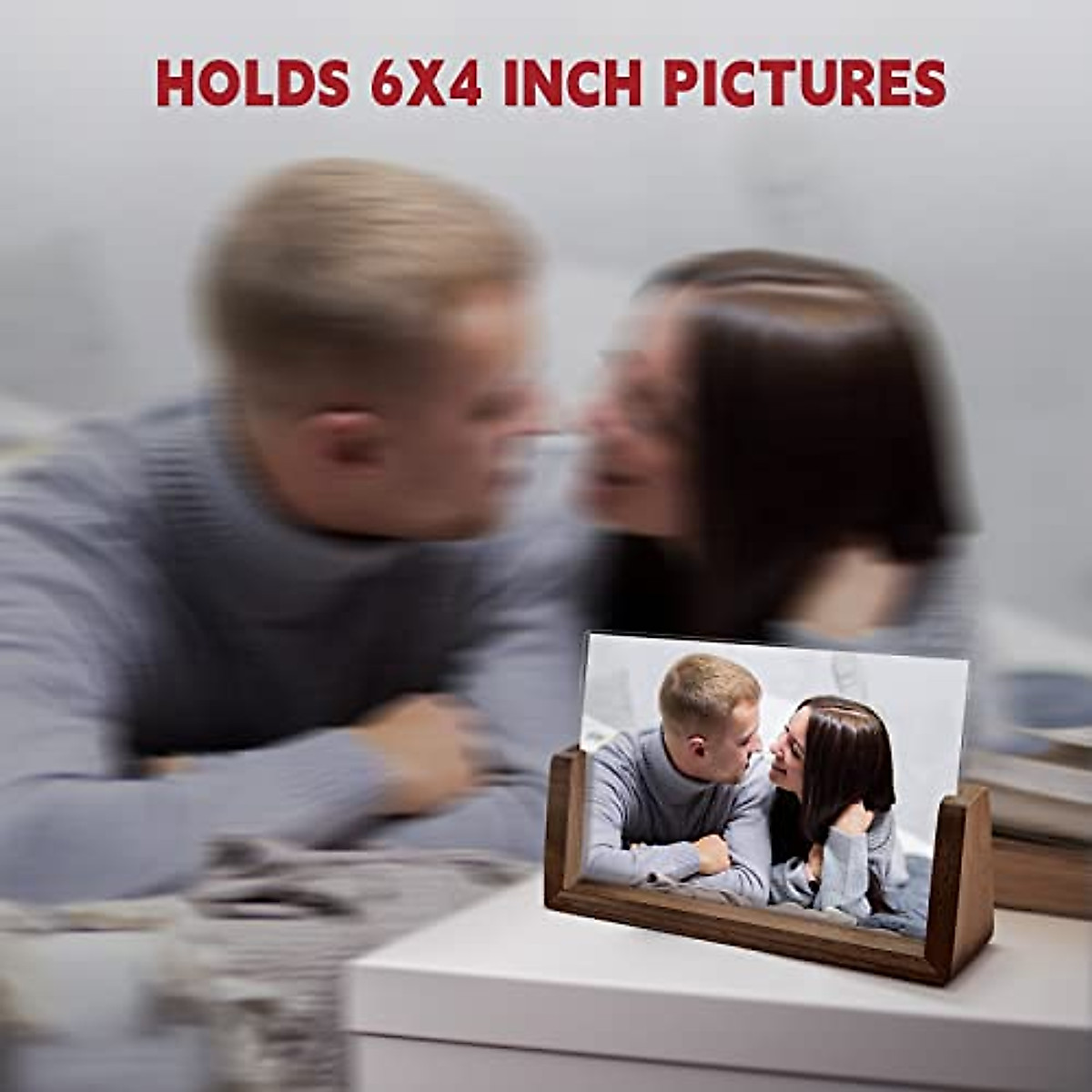 McBlancok 4x6 Horizontal Picture Frame Bulk- U Shaped Solid Wood Frame Set of 2,Clear Acrylic Photo Frame,Holds Personalized Pictures 6x4 inch for Friends & Couples Wedding Display