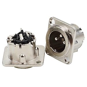 MUDHEN BNKENX 2Pack XLR Male Jack 3 Pin XLR Male Nickel Panel Mount Connectors XLR Male 3Pin Jack Socket Panel Mount Audio Jack Speaker Plug
