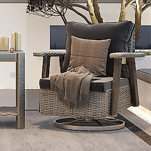 Gardenbee Patio Chair - Outdoor 360 Degree Swivel Rocker Chair with Durable Fabric Cushion and Ergonomic Structure, Upgraded Patio Wicker Chair, Black(Grey/Black)