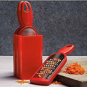 KUHN RIKON 20190 Swiss Grater Set of 3 with Storage Caddy, Red