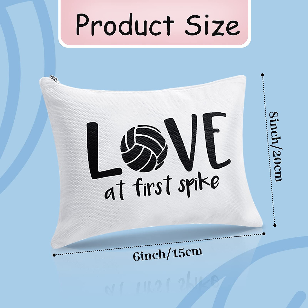 9 Pieces Volleyball Makeup Bags Canvas Cosmetic Bags with Words Volleyball Makeup Case Portable Travel Storage Case Volleyball Pouch Toiletry Bag with Zipper for Women Players Teams(White Base)