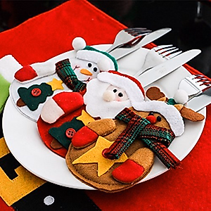 Coming 12 Sets Kitchen Cutlery Suit Silverware Holders Pockets Knifes Forks Bag Snowman Shaped Christmas Party Decoration Christmas Bags for Knife and Fork Christmas Decorations