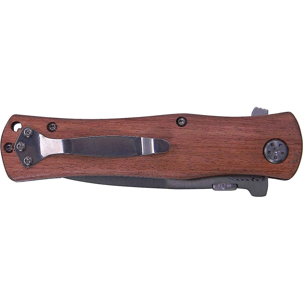 Personalized Add Your Custom-Made Text Folding Aluminum Engraved Name Customized Pocket Hunting Personal Knife with Pocket Clip (Wood Handle)