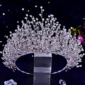 Bridal Wedding Headband Crystal Tiara Crown，Queen Tiaras and Crowns，Wedding Bride Crowns For Birthday Party Wedding Pageant Hair Accessories (Silver/Single crown)