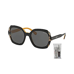 Prada PR16US HERITAGE Square CCO1A1 54M Top Black Yellow/Grey Havana/Grey Sunglasses For Women + BUNDLE with Designer iWear Eyewear Kit
