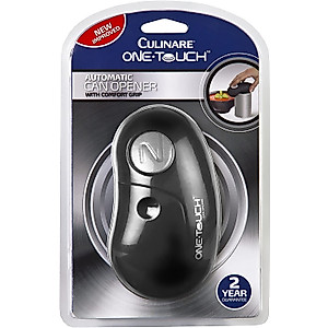 Culinare C50650 One Touch Electronic Tin Opener, Blackm, Plastic/Stainless Steel, Automatic Can Opener, Battery Operated/Hands-Free Use/Magnetic Lid Removal/Soft-Grip, Batteries Not Included, 12.5 cm