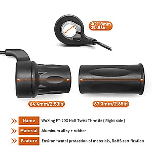 HUDAMZKY Electric Bicycle Right Handle 20X Half Twist Throttle 24V 36V 48V 60V 72V SM/Waterproof Connector for E Bikes or Folding Electric Scooter