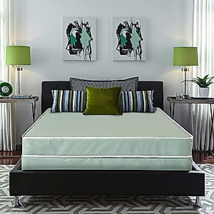 Mattress Comfort, 8-Inch Firm Double Sided Tight top Waterproof Vinyl Innerspring Mattress & 8" Wood Box Spring Set, King