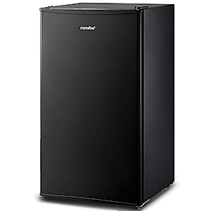 COMFEE' CRM33S3ABB 3.3 CuFt mini fridge Singel Door small Fridge for Bedroom Office Garage Studio Dorm, mini Refrigerator Black