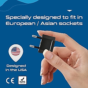 Ceptics USA, Canada to European Plug Adapter - Type C Adapter compatible in Europe, Canada to European travel plug adapter Ideal for Phones, Camera & More - CE Certified - RoHS Compliant - 12 Pack