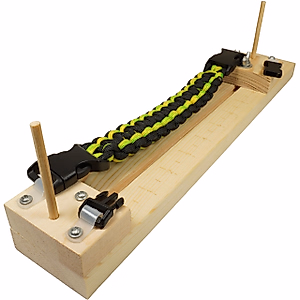Beginner Paracord Wood Jig - Adjustable Length Bracelet Making, Paracord Craft, Braiding Weaving Tool Kit with Buckles